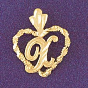 Initial X Heart Charm Pendant 14k Gold — JewelsBerry