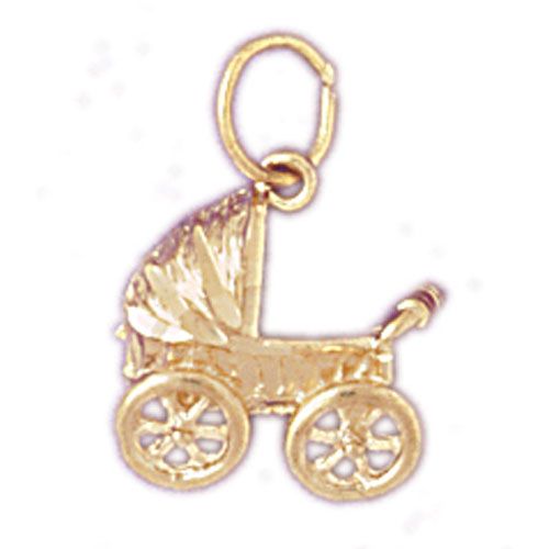 Baby Stroller Bassinet Charm Pendant Solid 14k Gold — JewelsBerry