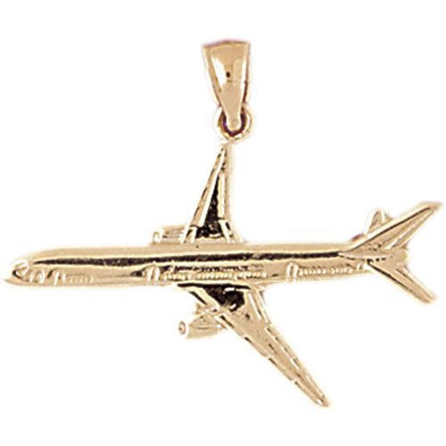 Airplane Jet Charm Pendant Solid 14k Gold — JewelsBerry