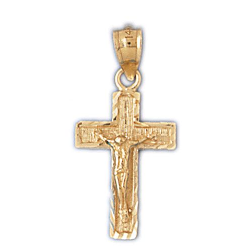 Jesus Christ on Cross Charm Pendant 14k Gold — JewelsBerry